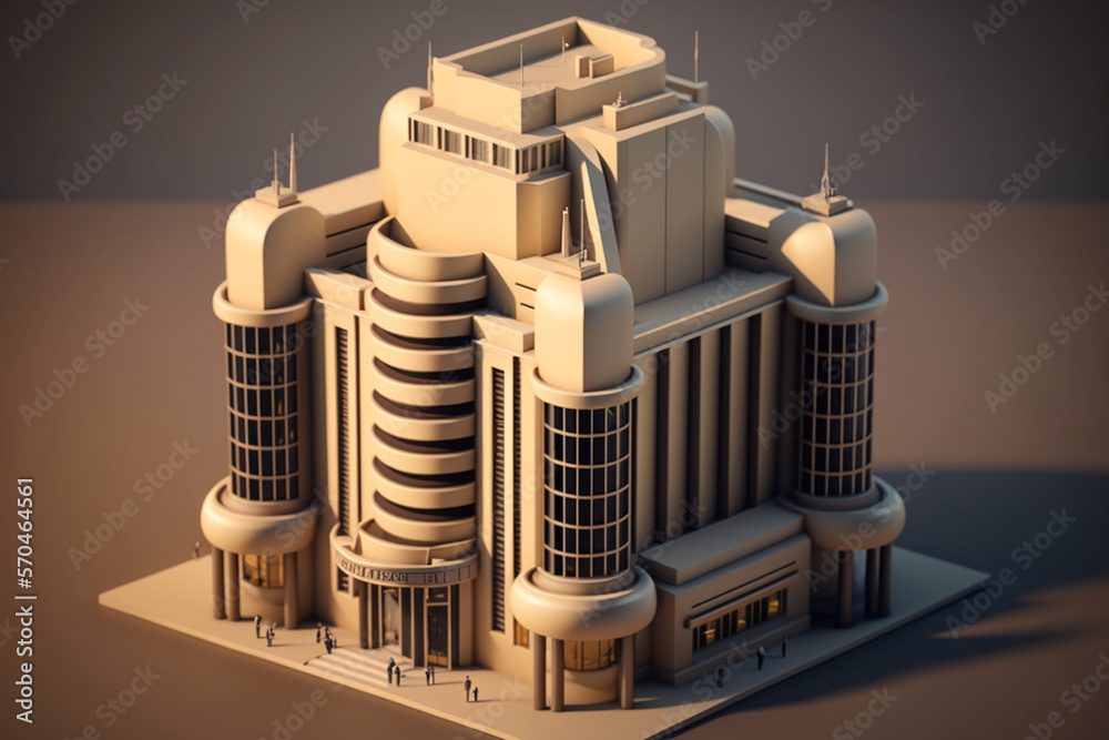 Stylish 3D building on a Flat surface, AI generated artwork Stock ...