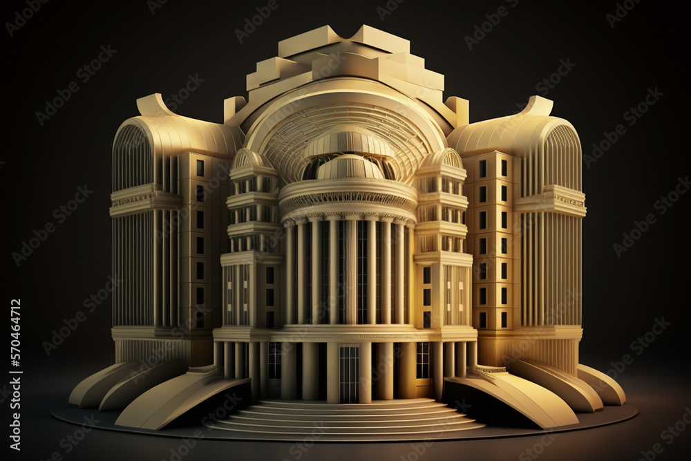 3D High-End Structure on a Flat Terrain, AI generated artwork Stock ...