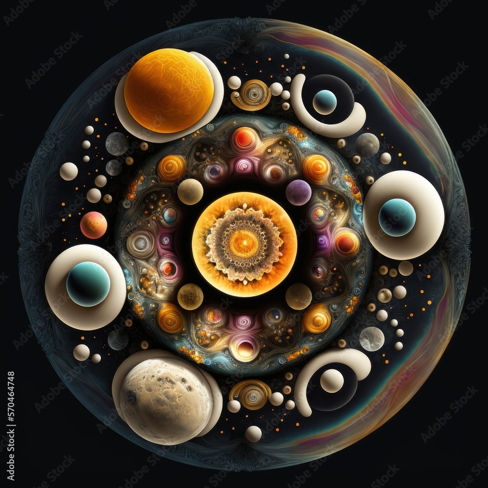 Planetary Mandala, AI Generated Cosmic Image of Planets and Stars ...
