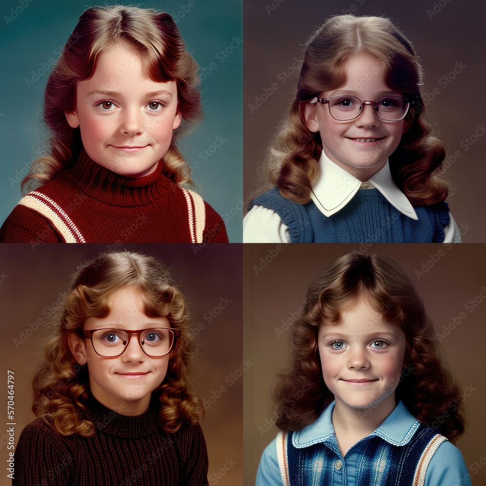 Cute and Nerdy 1980s Elementary School Year Book Photos, AI Generated ...