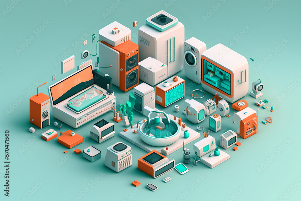 A futuristic world where IoT technology is seamlessly integrated into ...