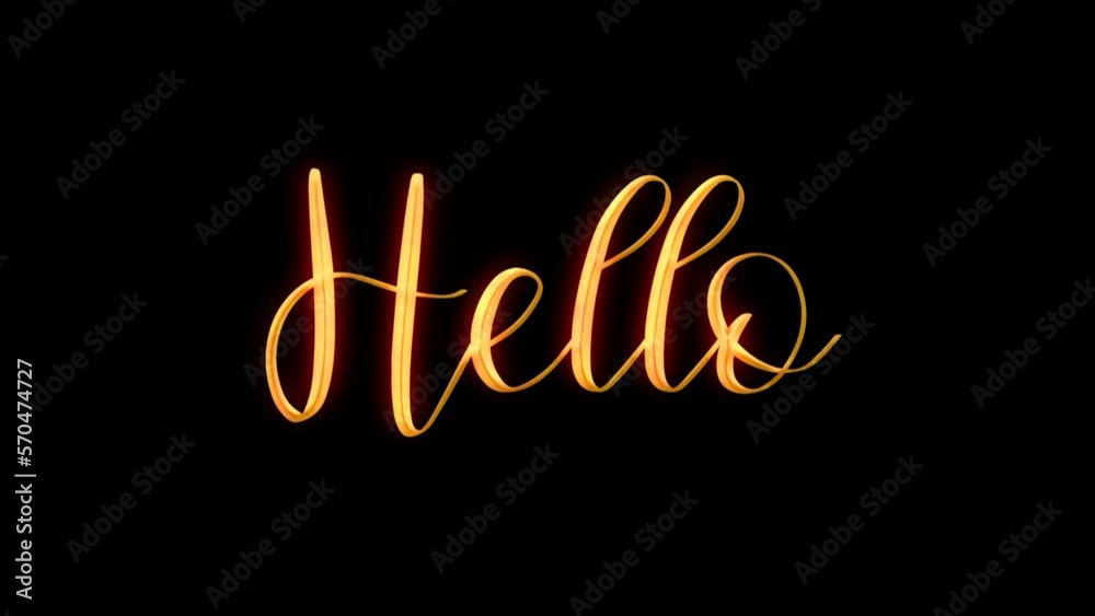 Hello Handwritten Animation Text in Gold Color on Transparent ...