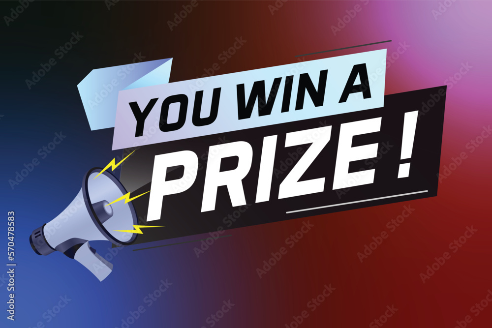 you win prize word concept vector illustration with megaphone and 3d ...