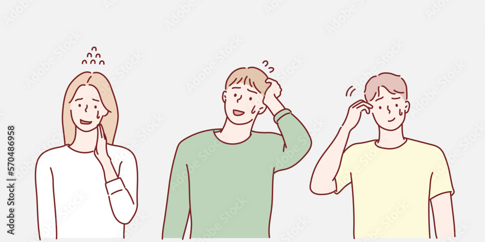 Ashamed or embarrassed people. Hand drawn style vector design ...