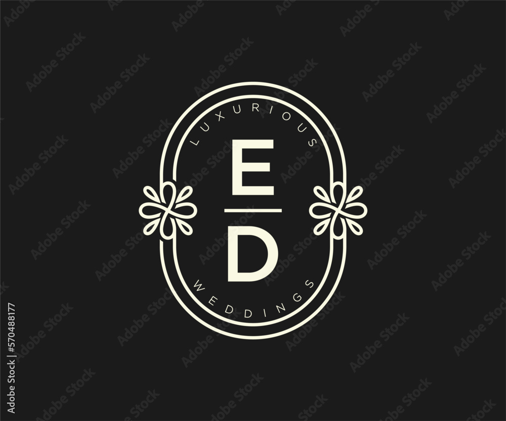 ED Initials letter Wedding monogram logos template, hand drawn modern ...