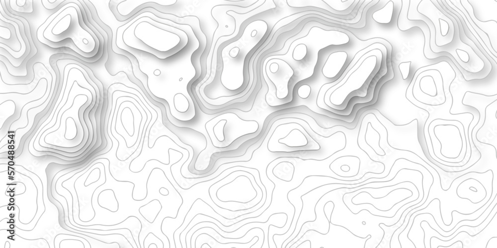 Abstract background with white and black lines topography map contour ...