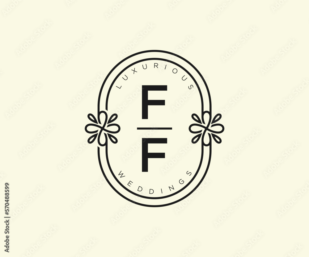 FF Initials letter Wedding monogram logos template, hand drawn modern ...