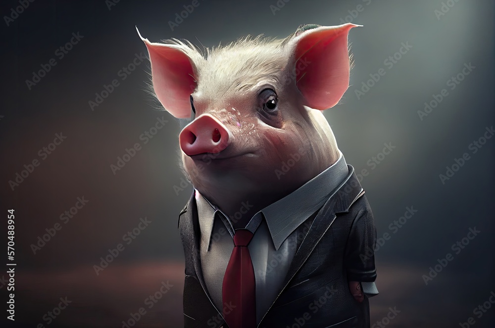Pig In A Suit Well Dressed Generative AI Stock Illustration | Adobe Stock