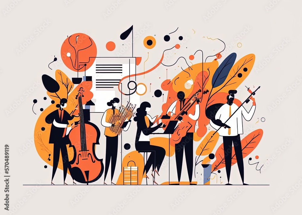 people working together to play music, symbolizing creativity and ...