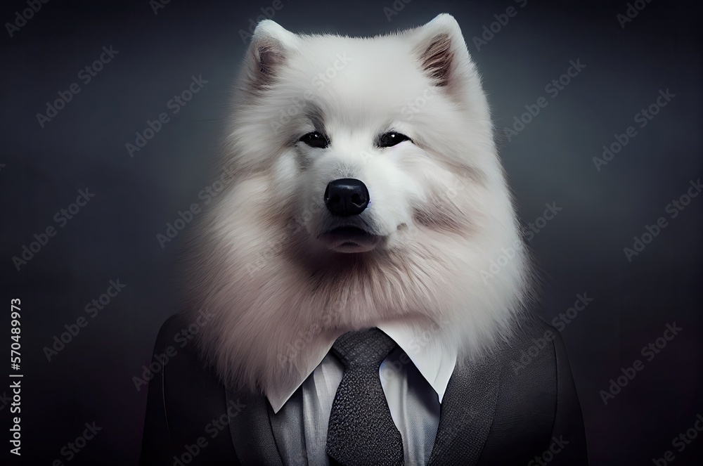 Samoyed In A Suit Dressed Well Generative AI Stock Illustration | Adobe ...
