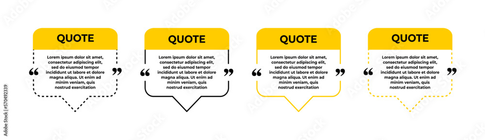 Vetor de Quote speech bubble element set template. Quote box frames ...