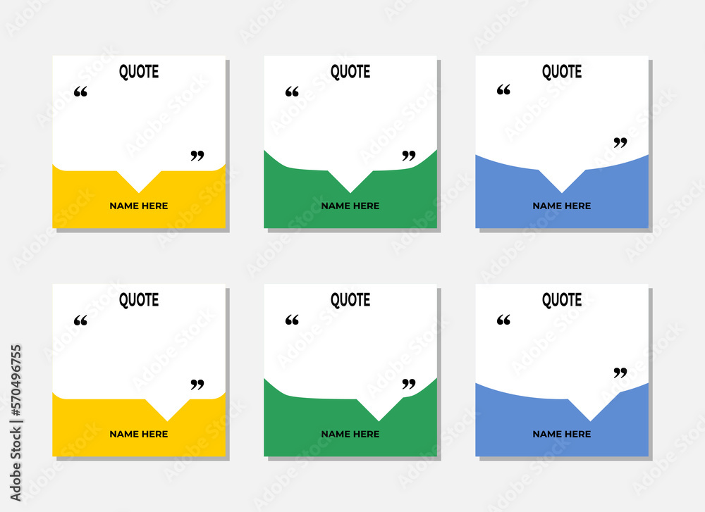 Speech bubble quotes social media template set. Blank speech bubble ...