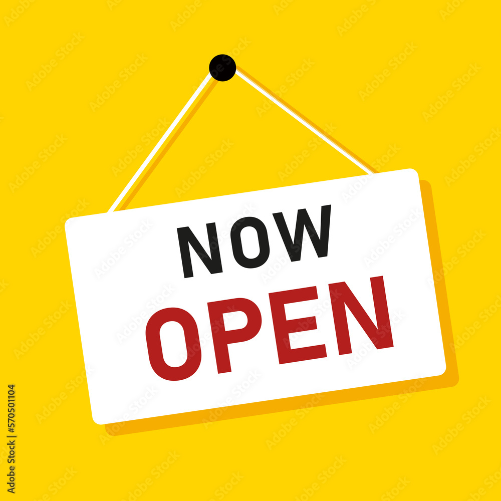 now open the signboard. vector. illustration. Stock Vector | Adobe Stock