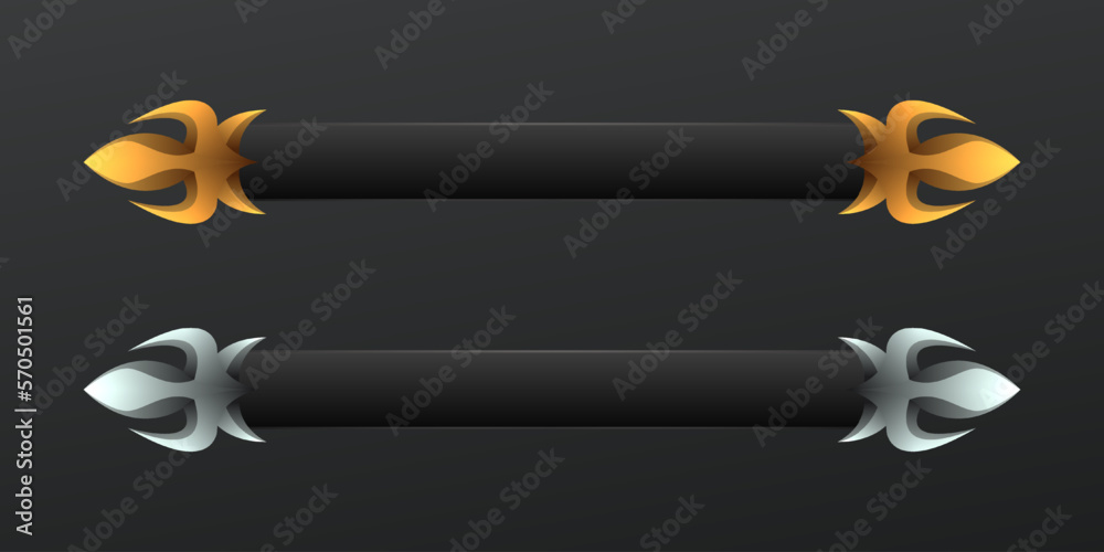 Fantasy medieval gui gold and silver lower third title banner bars ...