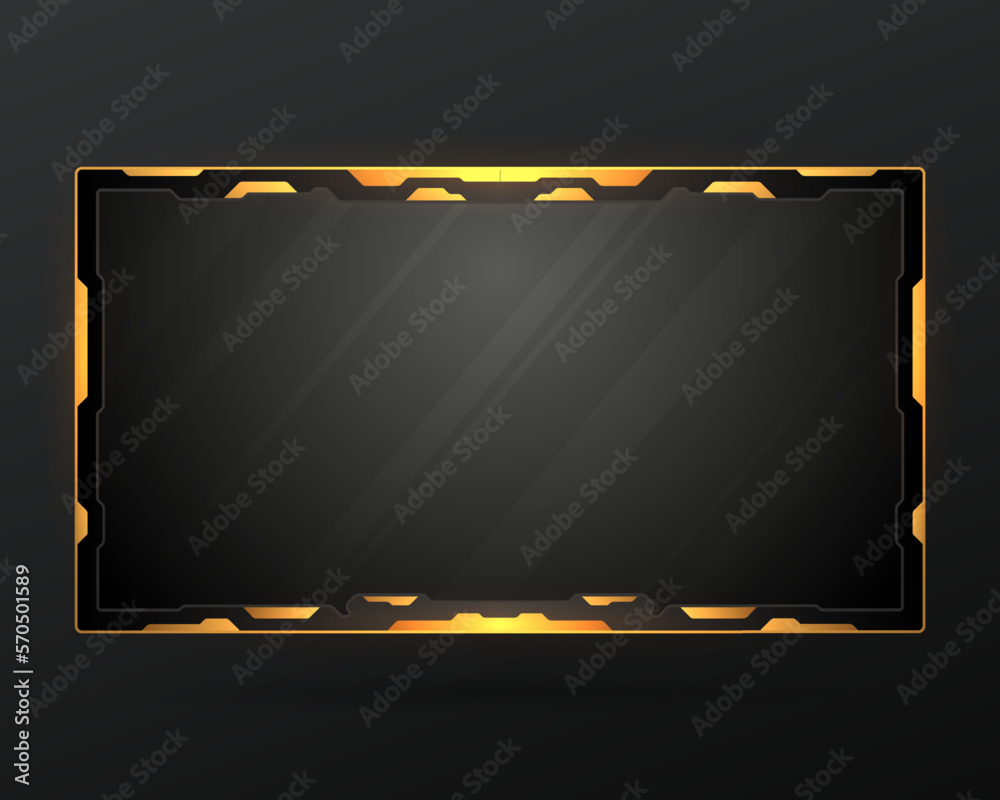 Abstract black and gold borders webcam overlay gui screen panel for ...