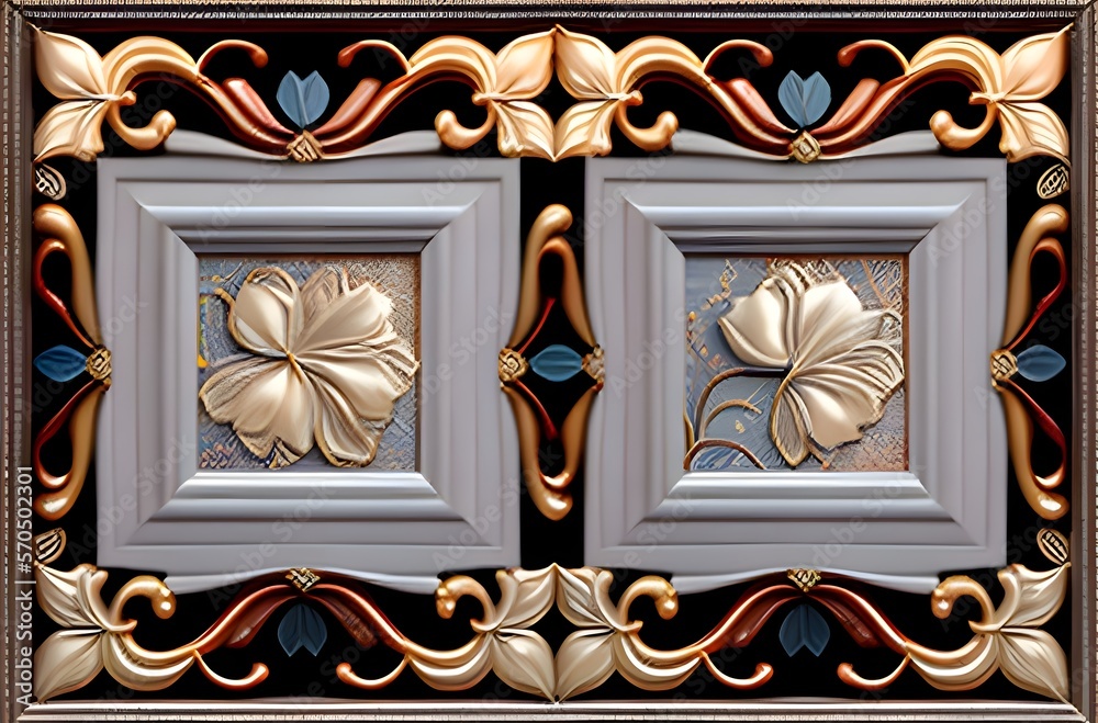 3D marble frame with paint wall tiles design, Print in Ceramic ...