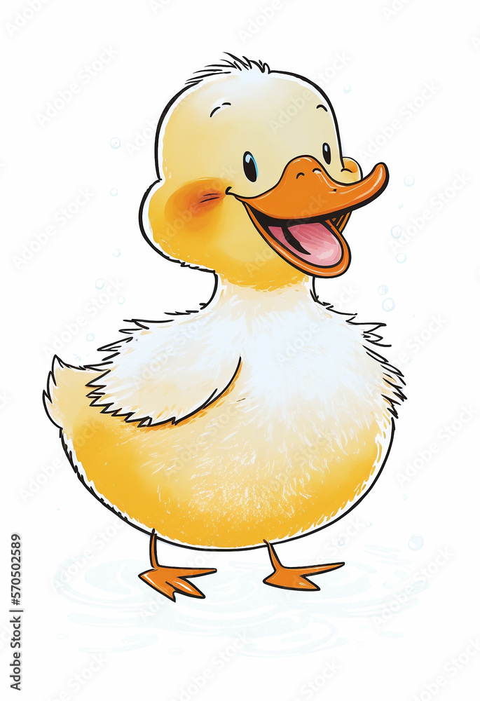 Happy little duck cartoon Illustration on white background easily ...
