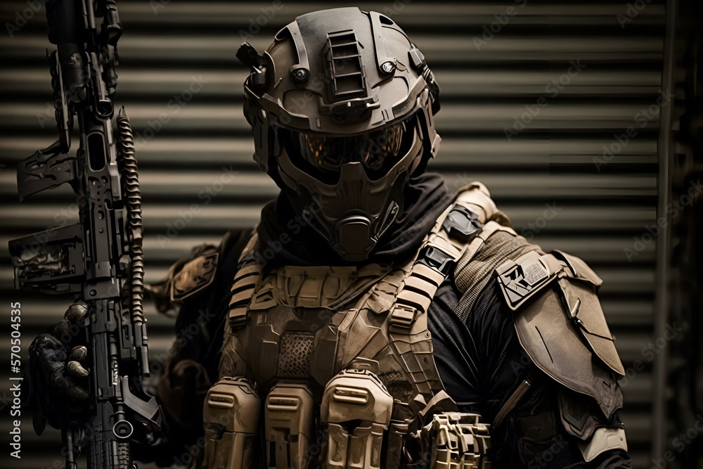 Powerful Special Forces Military Unit in Full Tactical Gear on Wartime ...