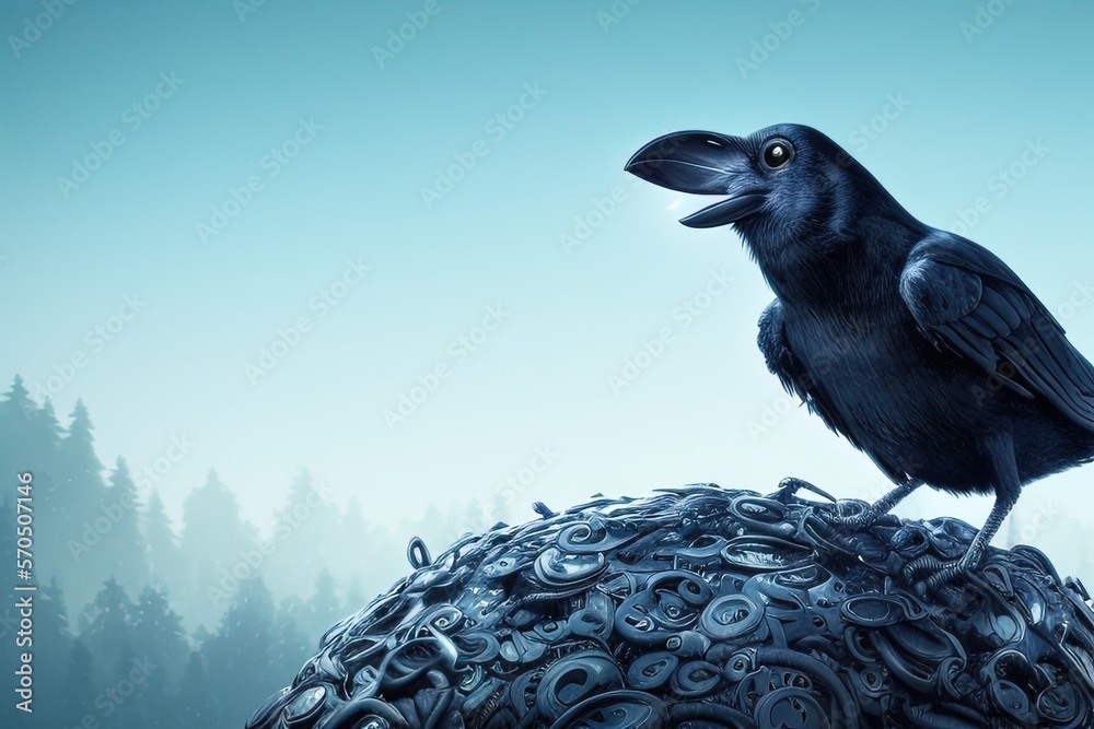 An illustration of a raven bird, symbolizing the devastating impact of ...