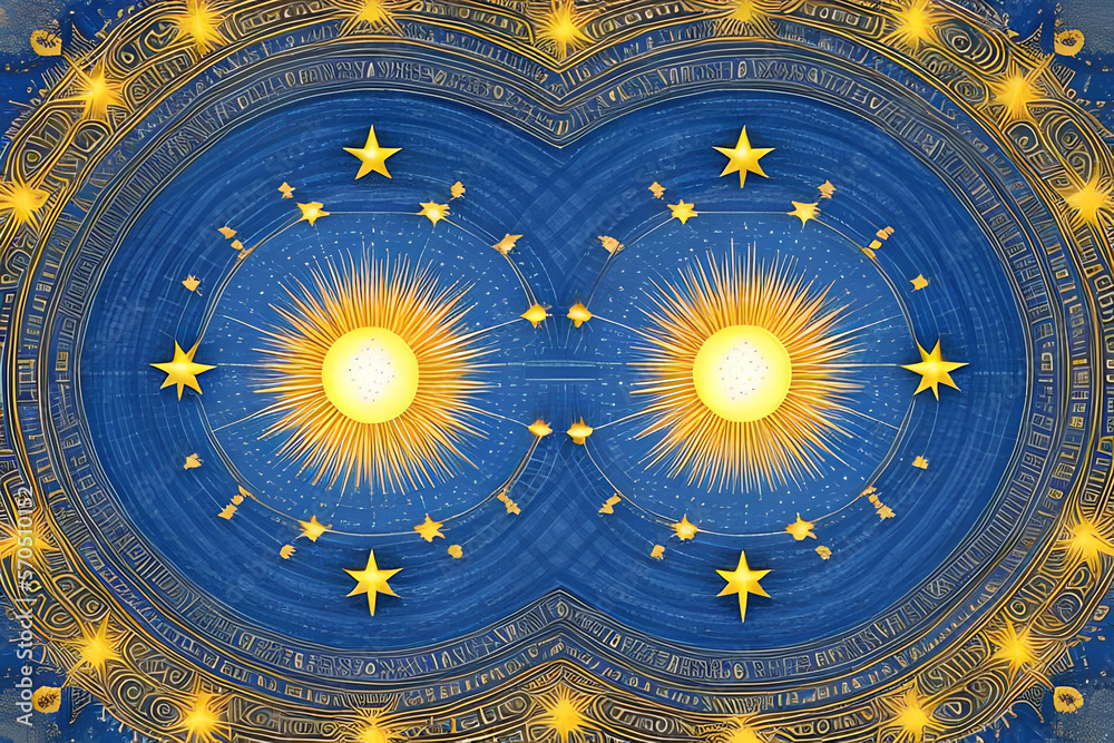Astrology architecture drawing with 2 suns Stock Illustration | Adobe Stock