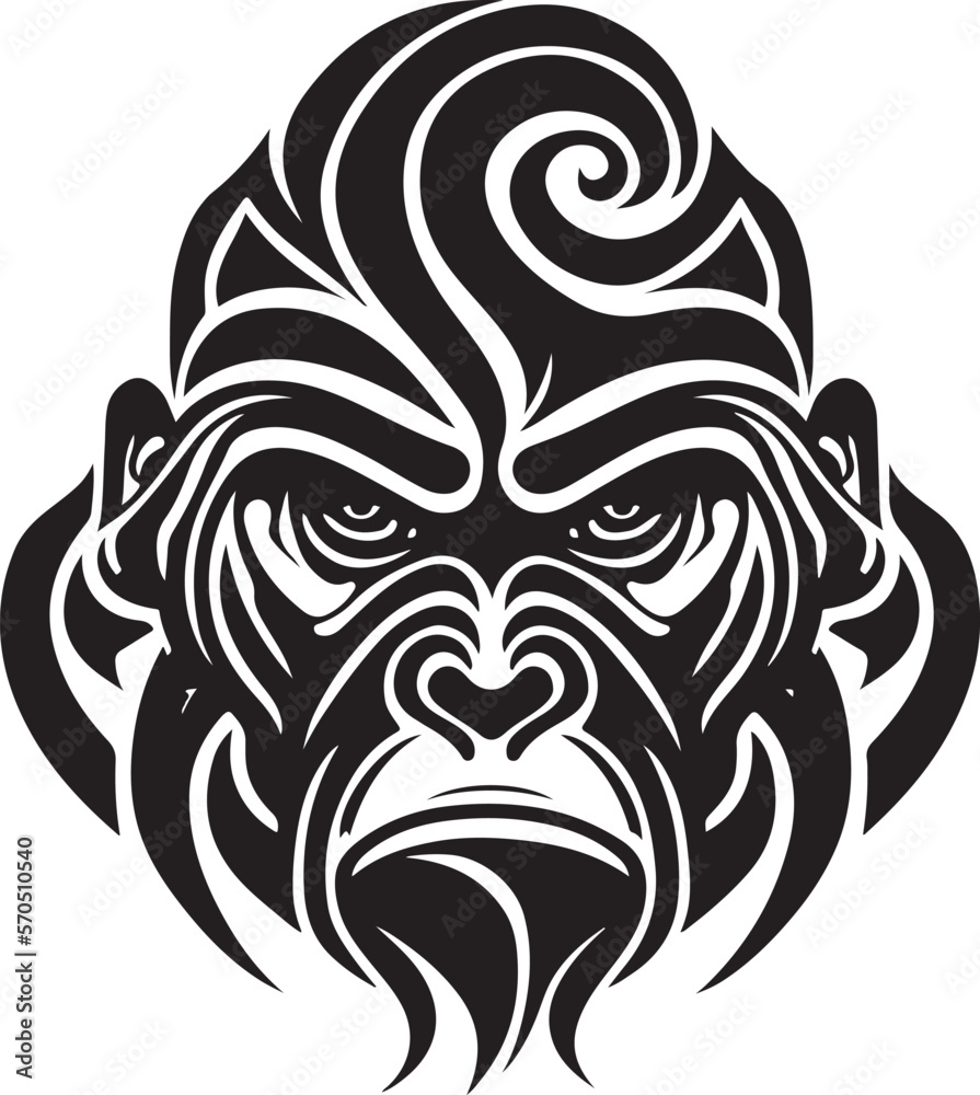 Vector illustration of monkey head with ornament. Stock Vector | Adobe ...