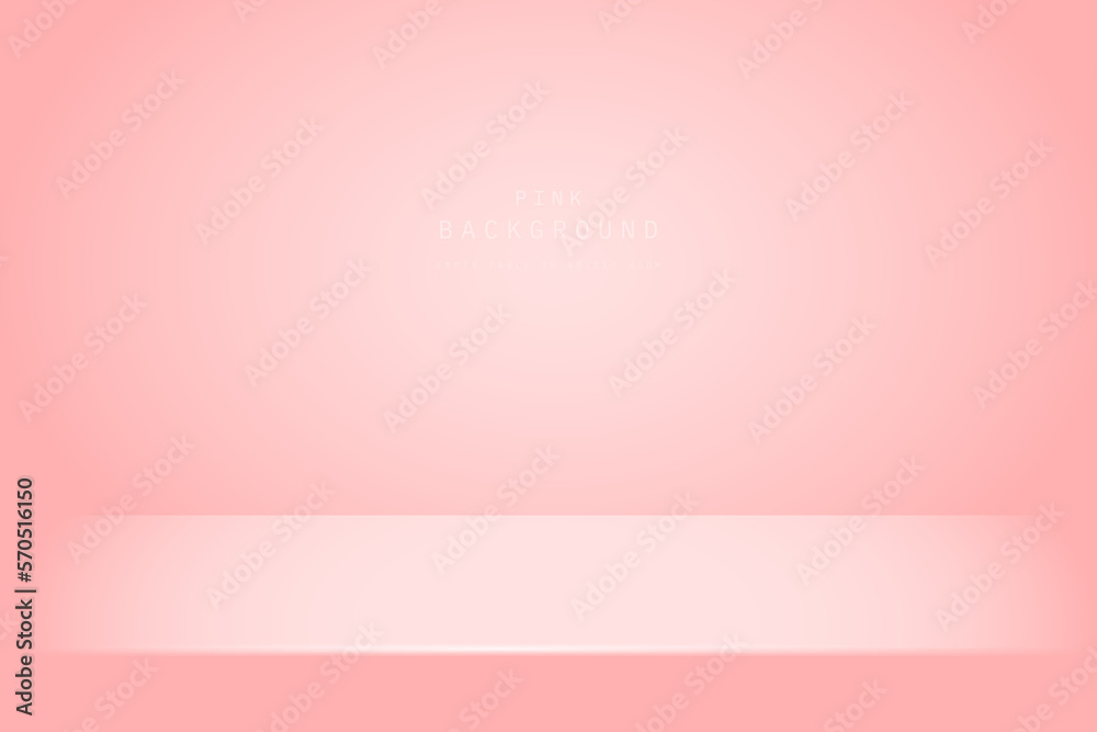 Pink background, Empty table in studio room and light background ...