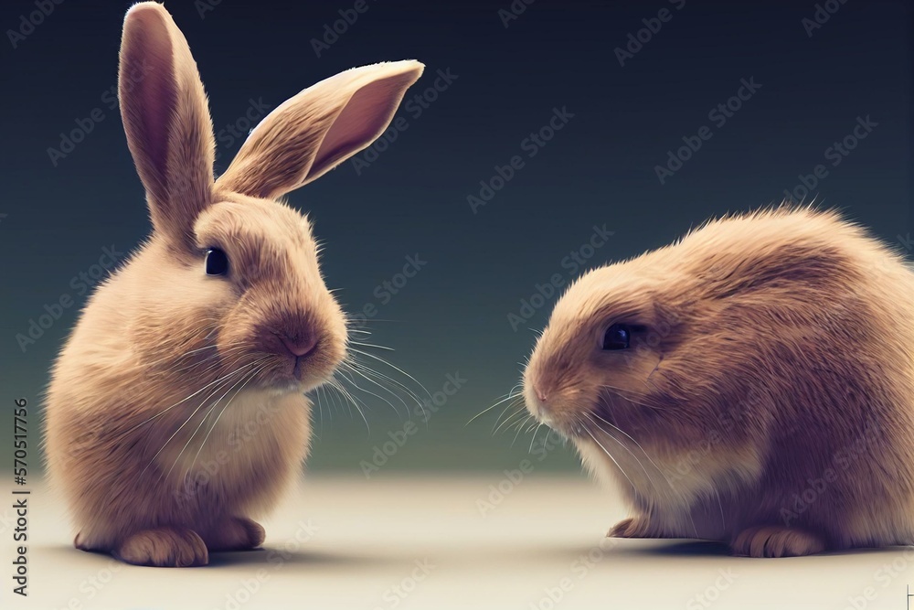 lapin roux de bout sur ses pattes arrière qui fait bonjour avec sa ...