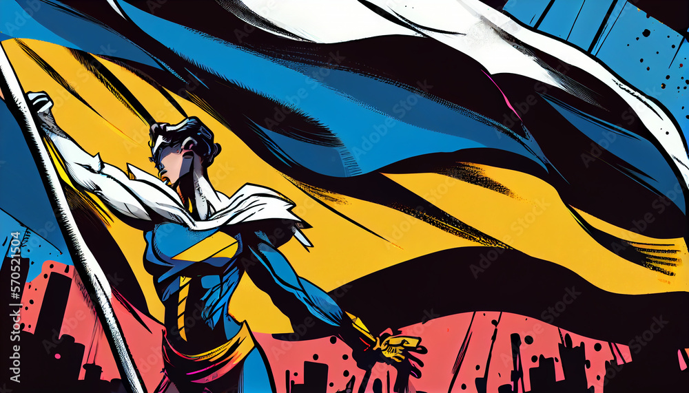 Ukraine Flag illustration Comic book Style, Ukrainian and EU artwork ...