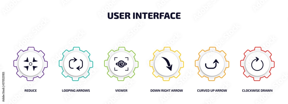 user interface infographic element with filled icons and 6 step or ...