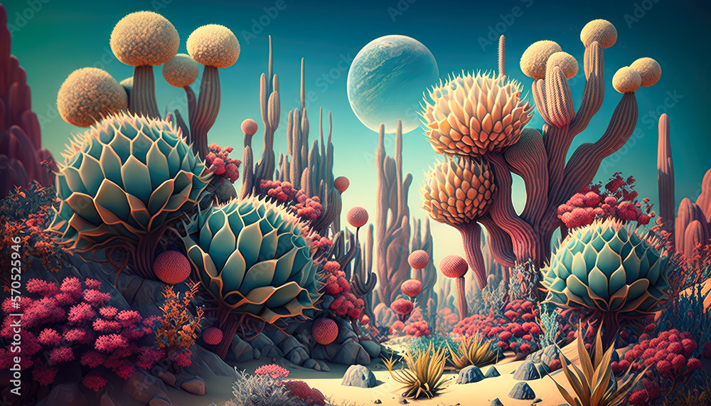 otherworldly environment filled with strange and unusual flora and ...