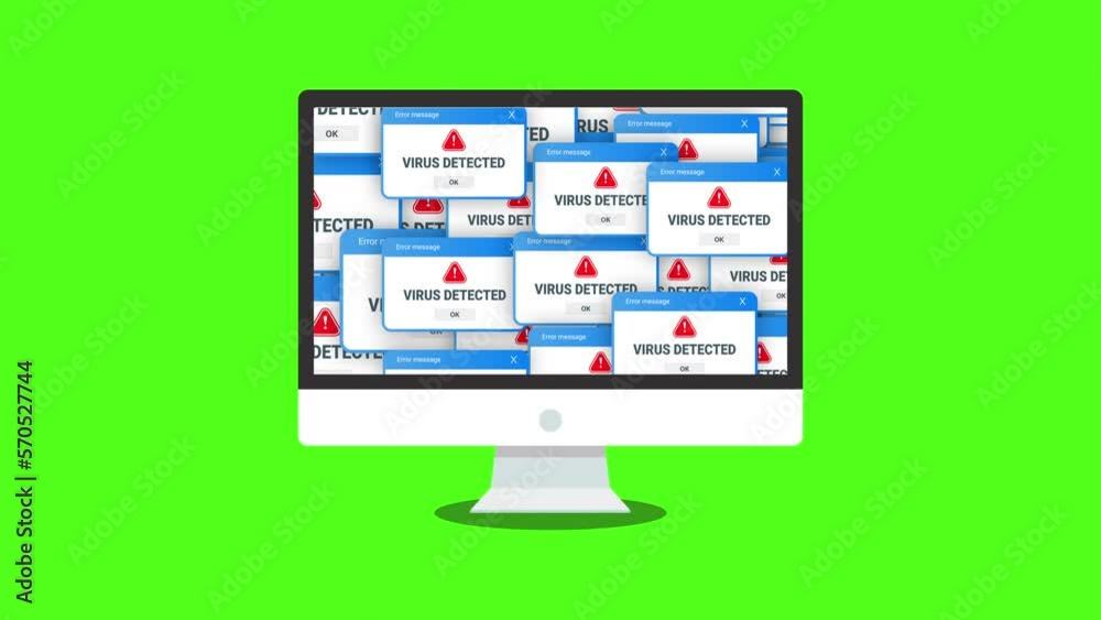 virus detected Many Windows on desktop screen - 2D Transition animation ...