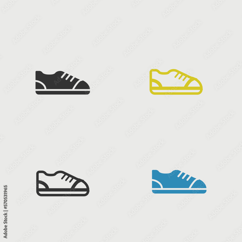 Sport Shoe solid art vector icon isolated on white background. filled ...