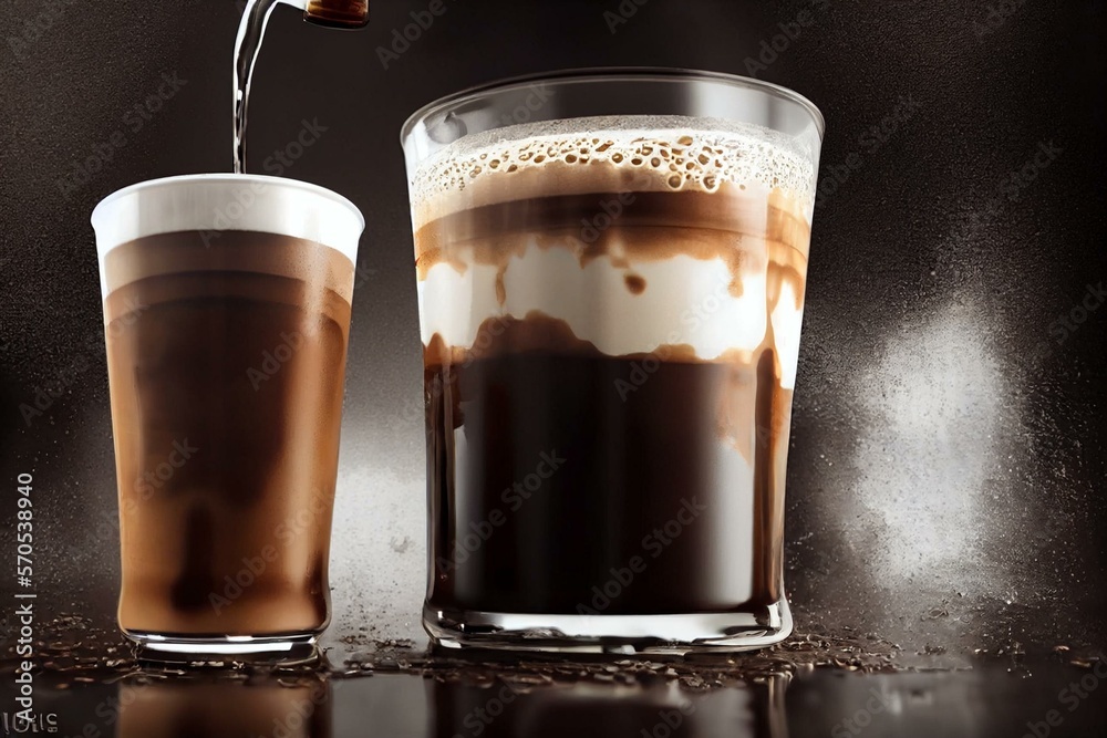 Nitro Cold Brew coffee in a clear glass with fine nitrogen bubbles and ...