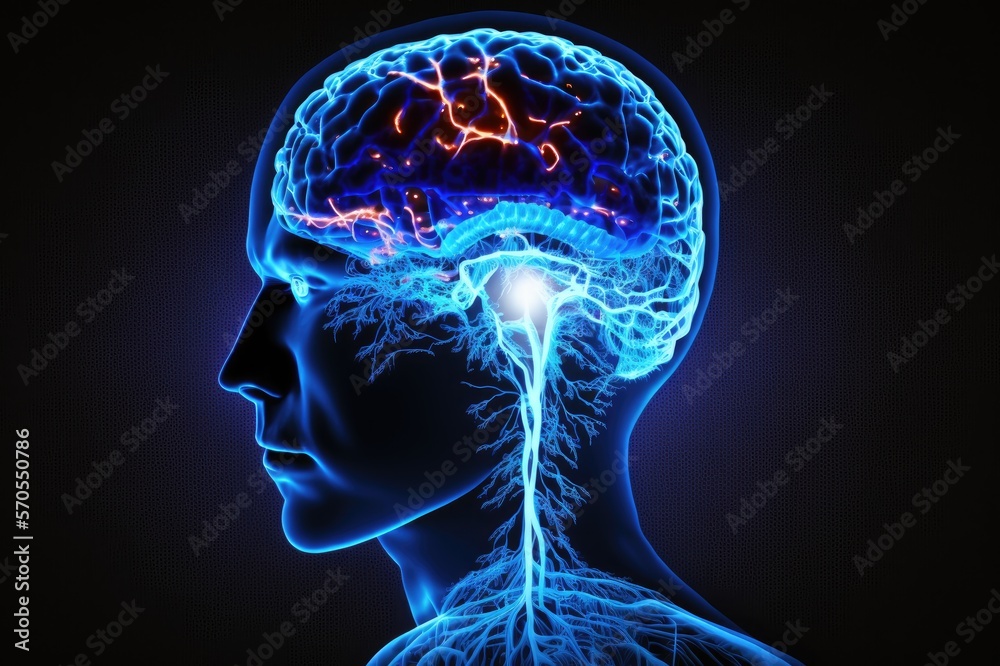 Exploring the Mysteries of the Human Mind A Glowing Brain Map in the ...