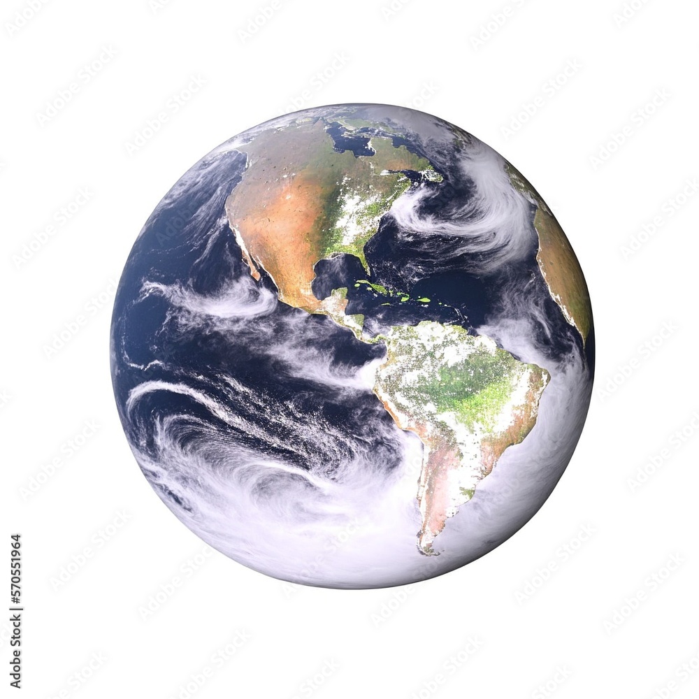 View of Planet Earth from Space Isolated on White Background. Global ...
