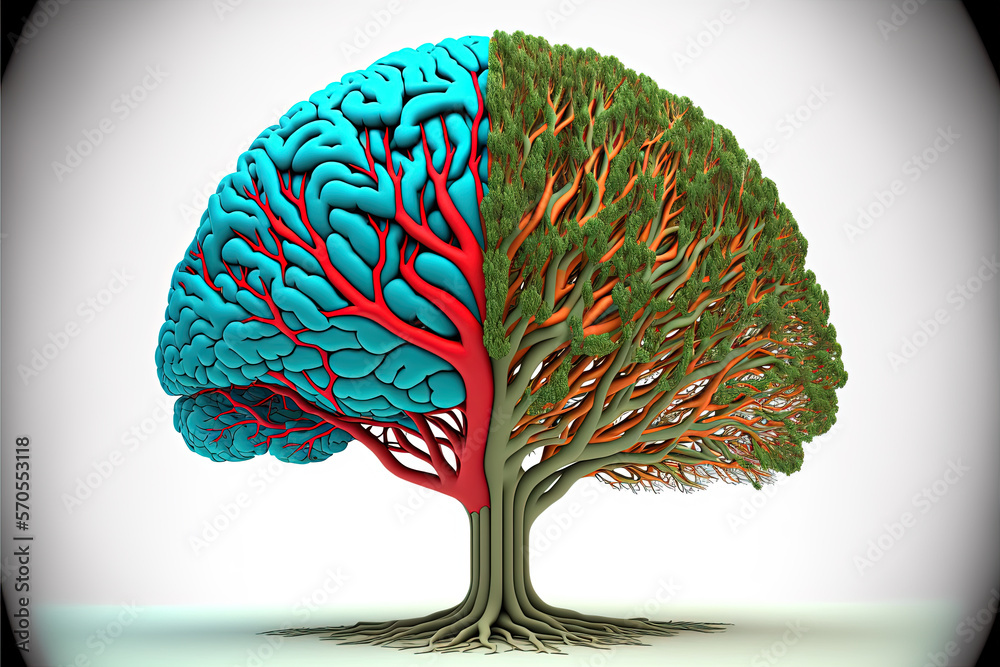 brain shaping tree, symbolizing emotional intelligence . Generative AI ...