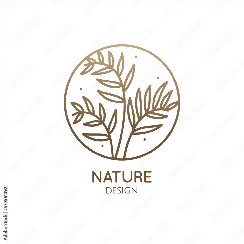 Tropical plant logo. Vector emblem floral leafs, bamboo tree. Abstract ...