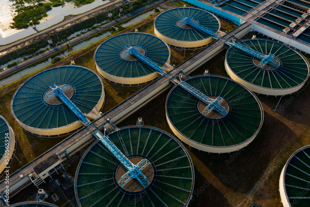 Aerial View of Drinking water treatment plant. Microbiology of drinking ...