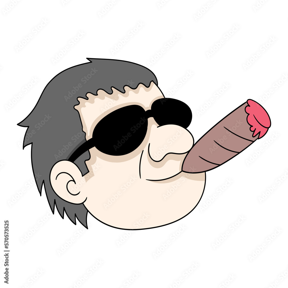 boss head emoticon smoking a cigar Stock Vector | Adobe Stock