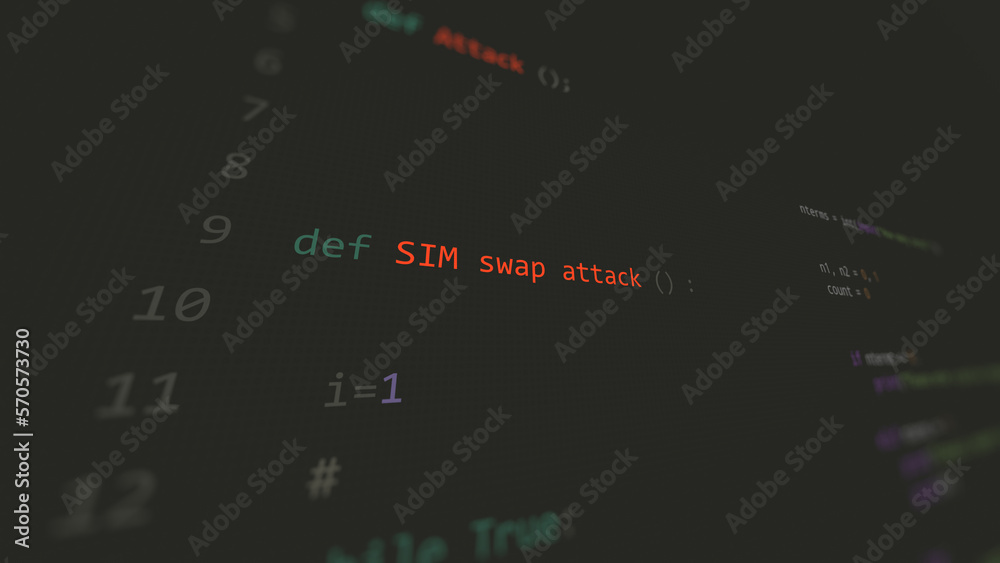 Foto de Cyber attack SIM swap attack vulnerability in text ascii art style, sim swap code on ...