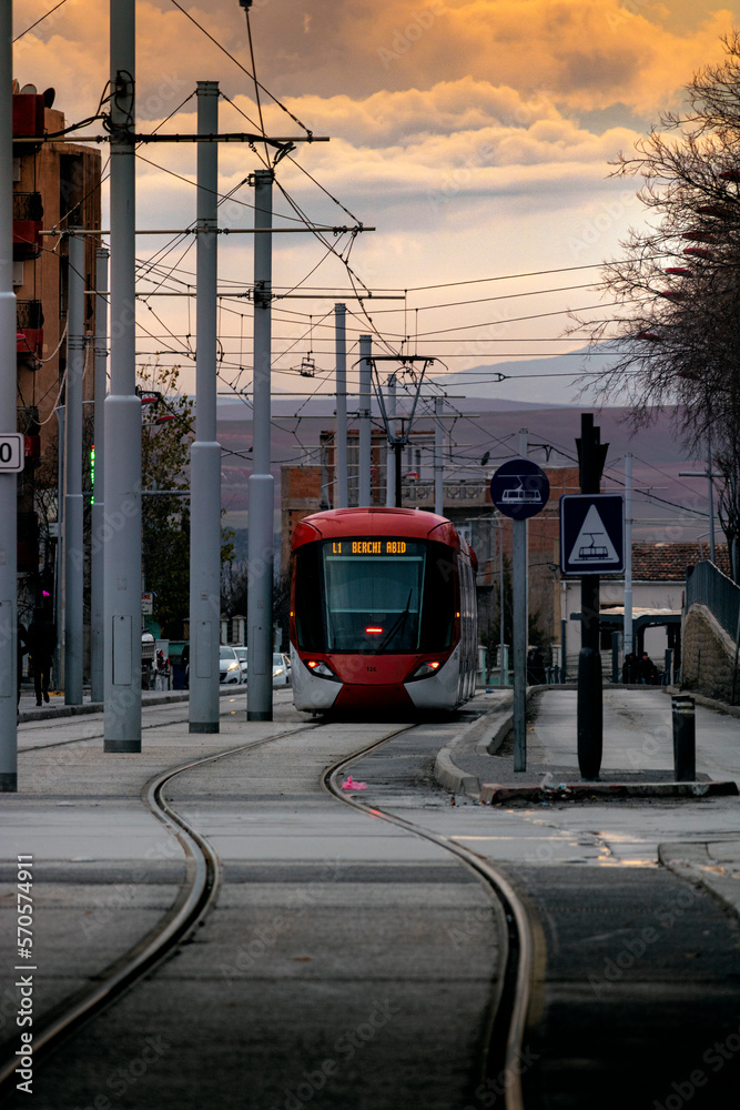 cityscape photo of the centre town of setif ,algeria beside the tramway ...