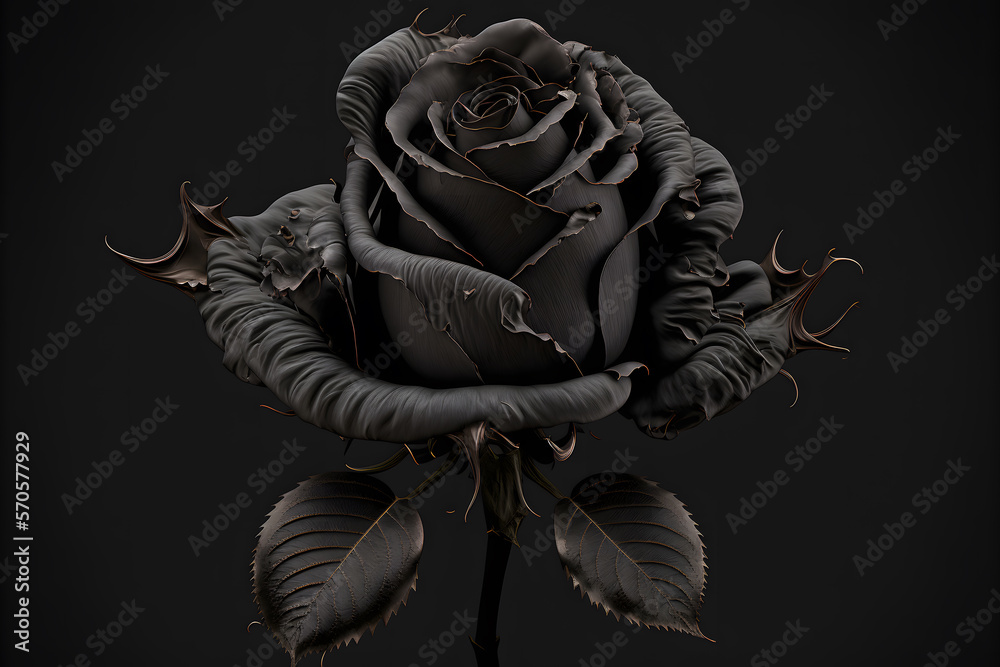 Black monochrome rose flower on deep dark background. blue and purple ...