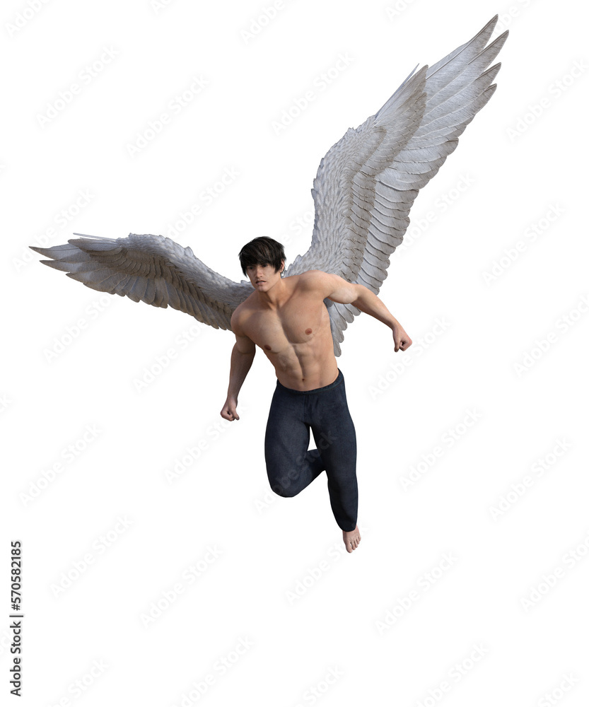 Sexy shirtless fantasy male angel in a fight pose, Book cover design ...