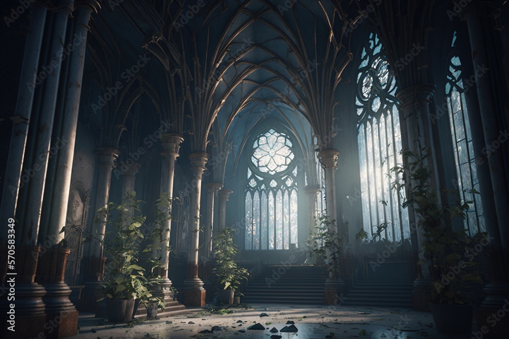 Gothic Cathedral Interior Window