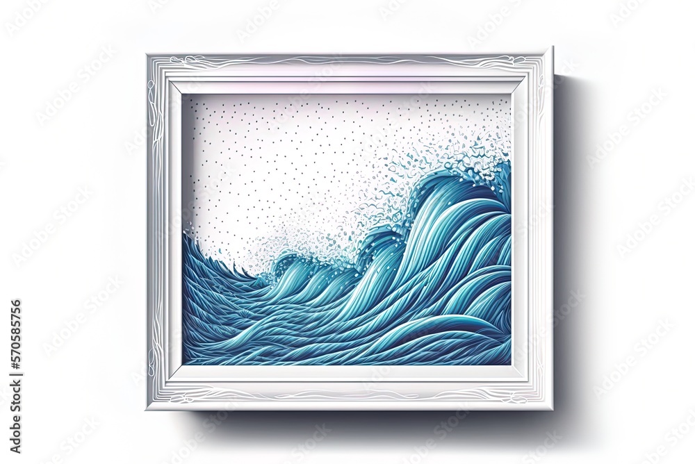 Water wave illustration in a horizontal frame for use in graphic design ...