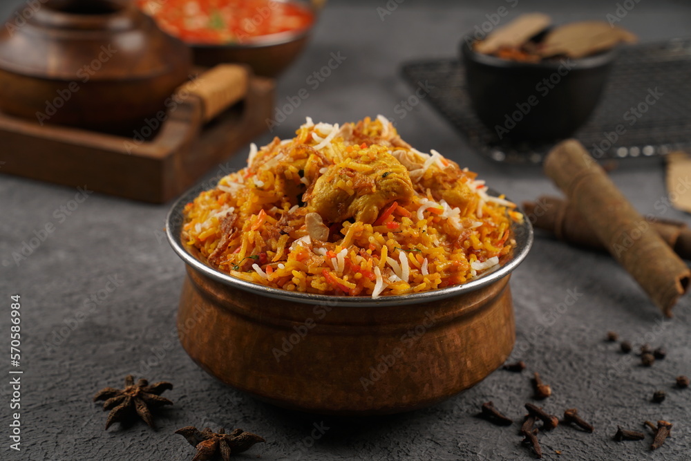 indian meat biryani, Spicy mutton biryani food photography Stock Photo ...