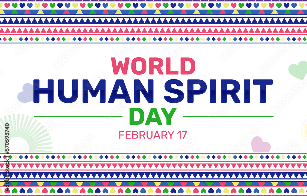 World Human Spirit Day Wallpaper with Typography and traditional border ...