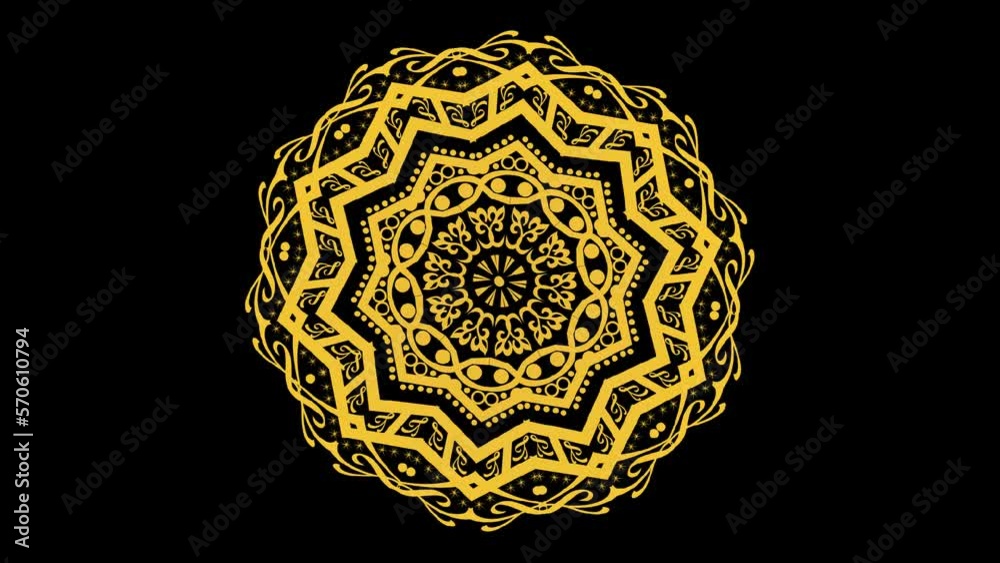 Premium rotating mandala royal design with flowing sparkling golden ...
