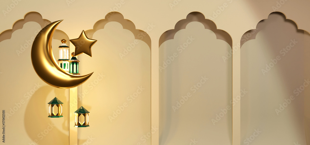 3d render horizontal islamic background for advertising or website ...