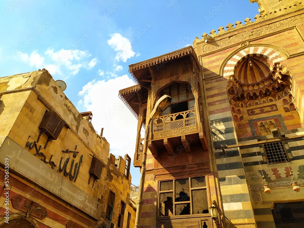 Mosque of Imam Hussein and Khan al-Khalili in Cairo, Egypt Stock Photo ...